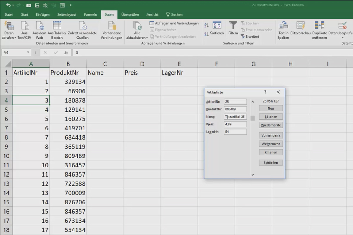 Excel-Tutorial: Tabellen-Design, Pivot, Diagramme, Präsentation