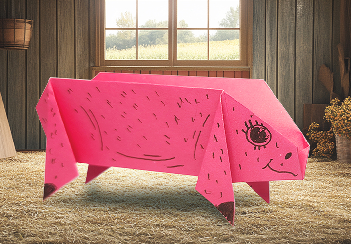 Origami cerdo: instrucciones de plegado con video e imágenes