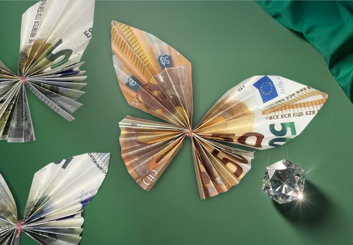 Vlinders vouwen van geld als geldcadeau: instructies