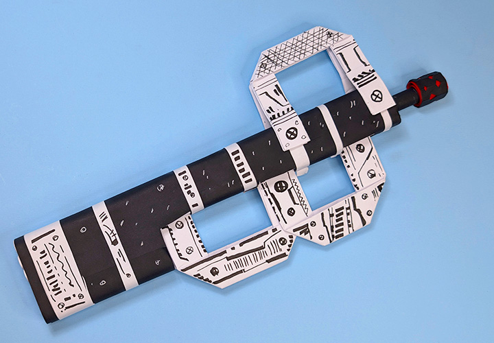 P90 submachine gun made of paper: DIY guide