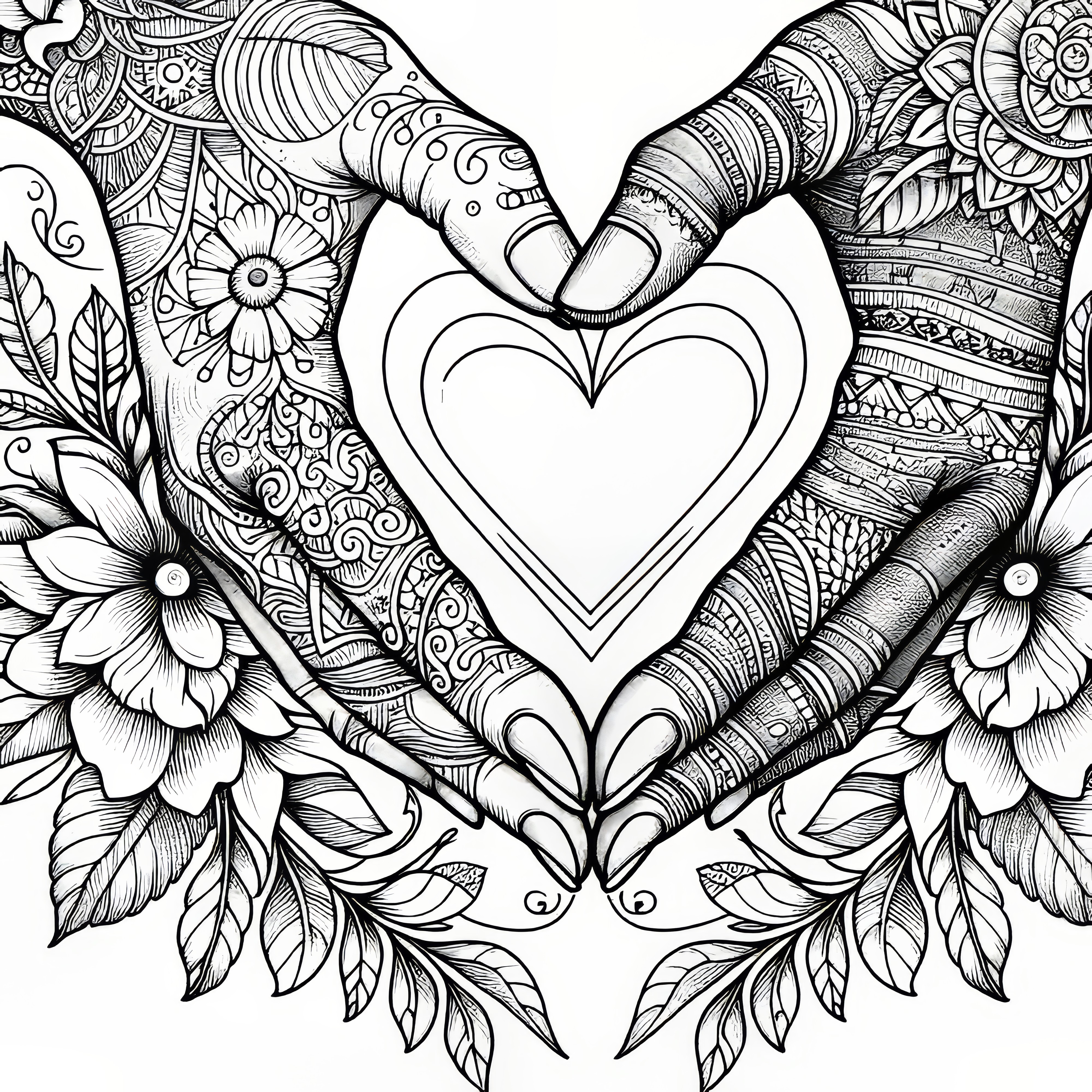 heart hands coloring pages