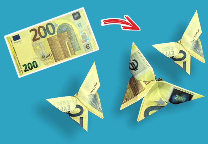 Money butterfly - Folding instructions with video and photos