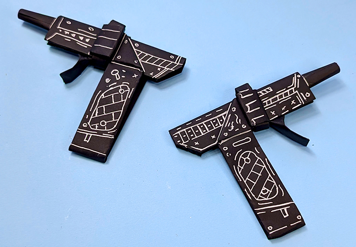 Uzi gun made of paper: Step-by-step instructions with photos, video ...