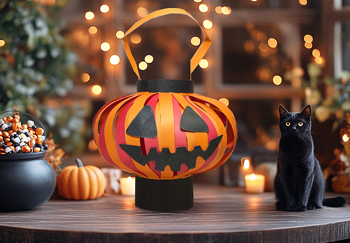 Paper pumpkin lantern: Simple Halloween crafting instructions with ...