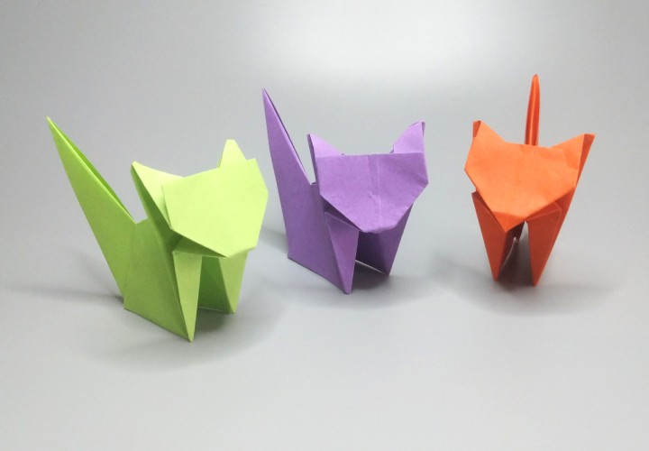 Gato de origami: instrucciones para doblar con papel