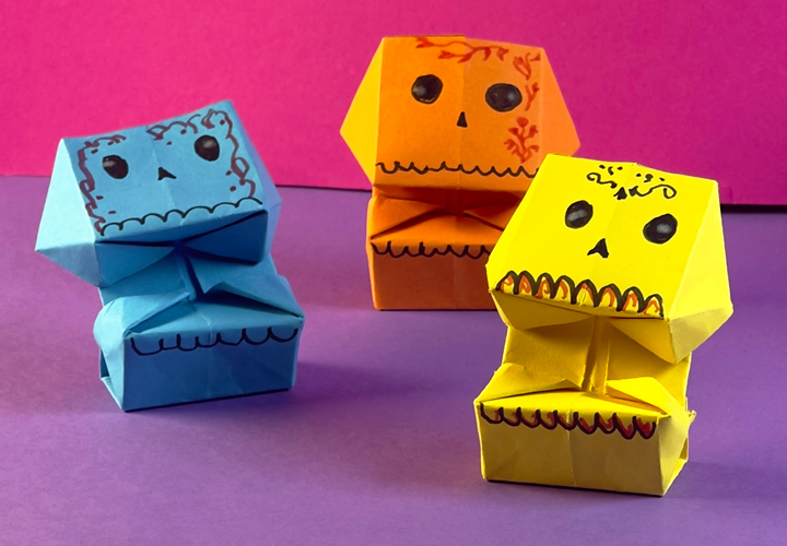 Origami-doodskop vouwen: Eenvoudige instructie voor kinderen