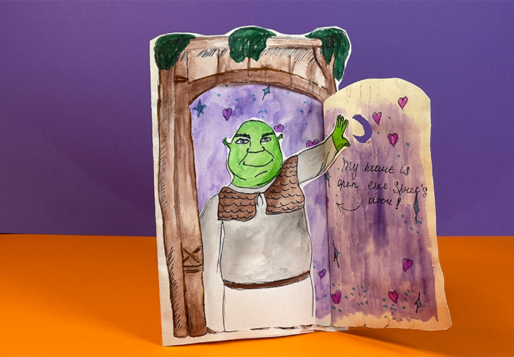 Lage Shrek-dørkort - Kreativ hobbyidé for barn