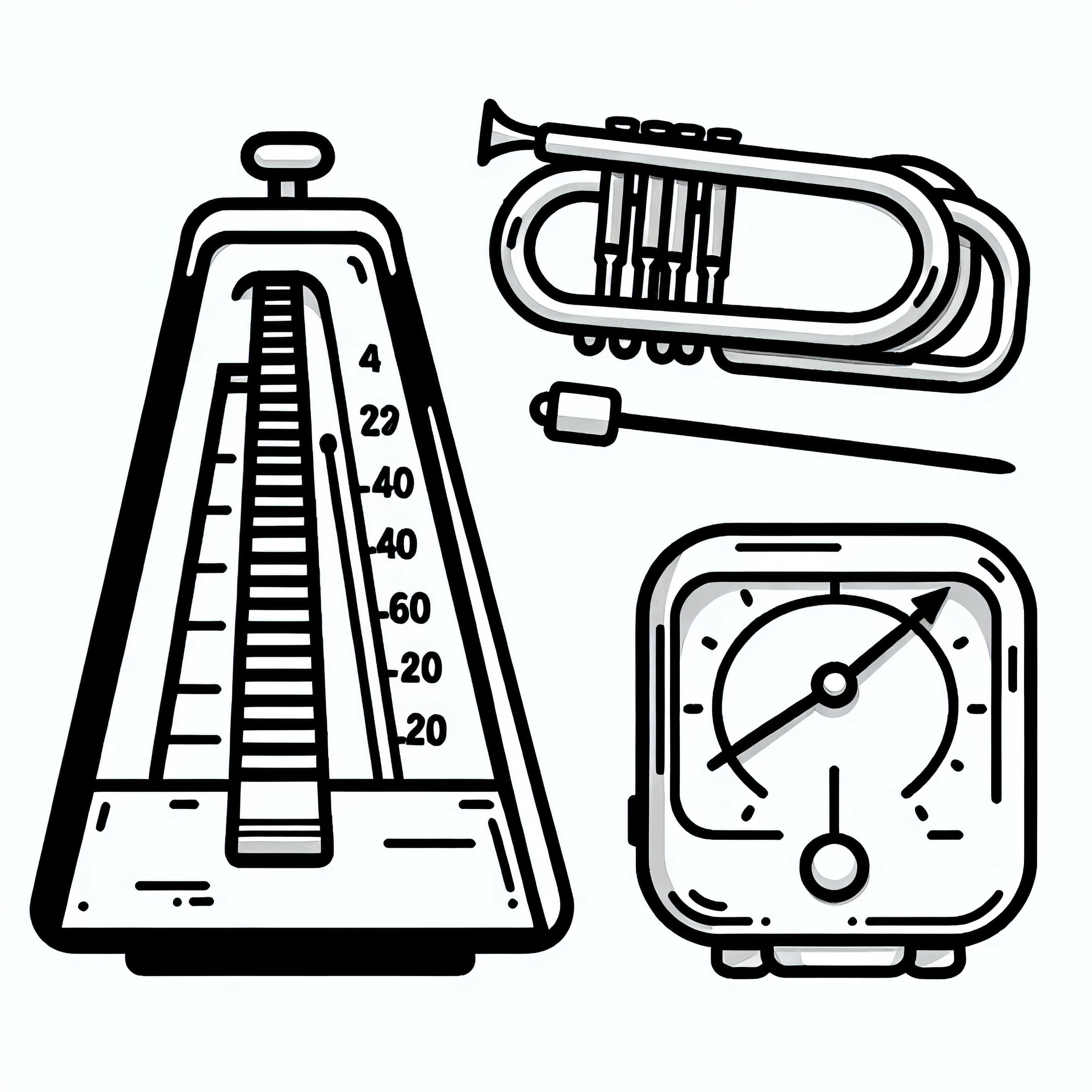 Immagine da colorare del metronomo per strumenti a fiato - Download ...