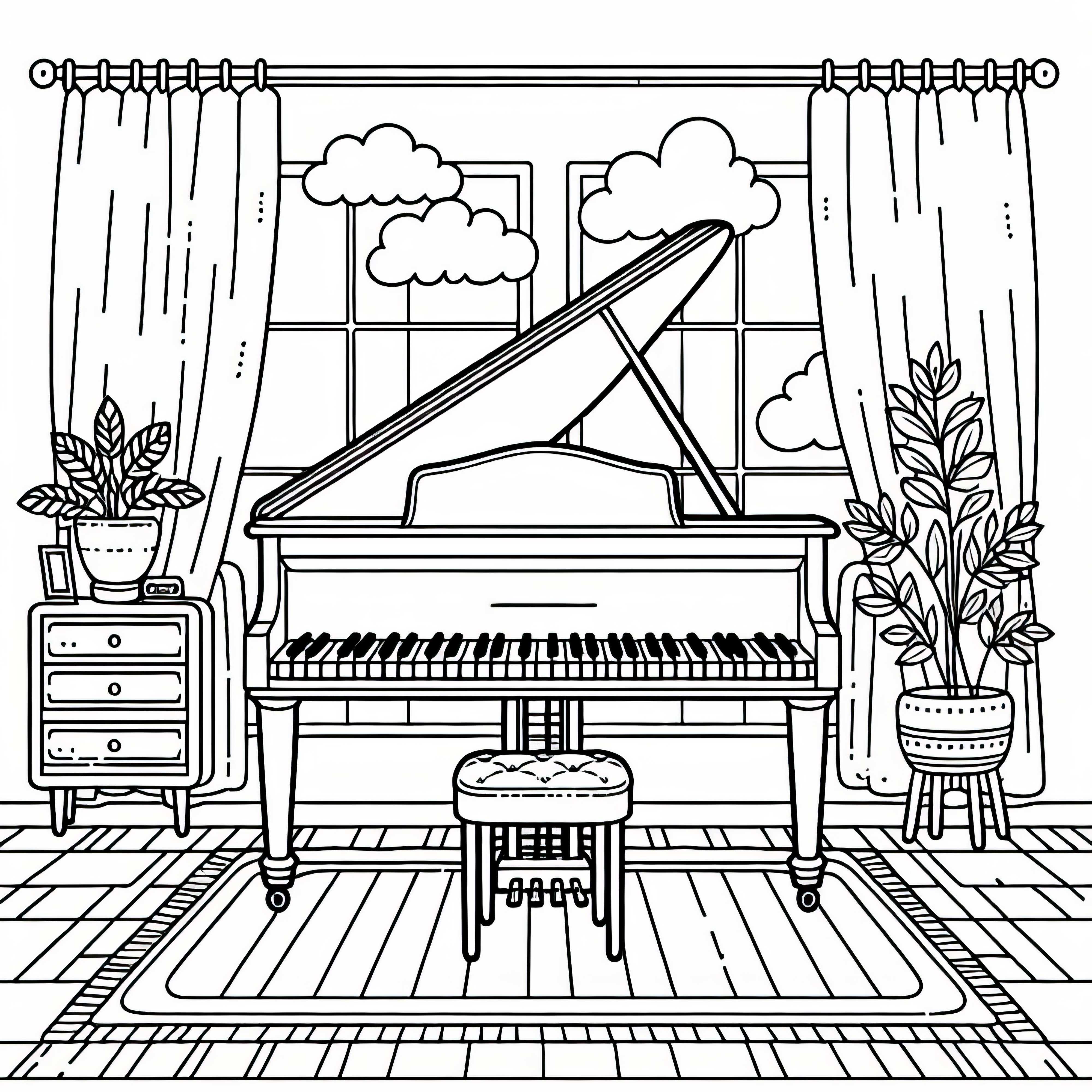 Coloring page of a wing from a keyboard instrument - Free to download