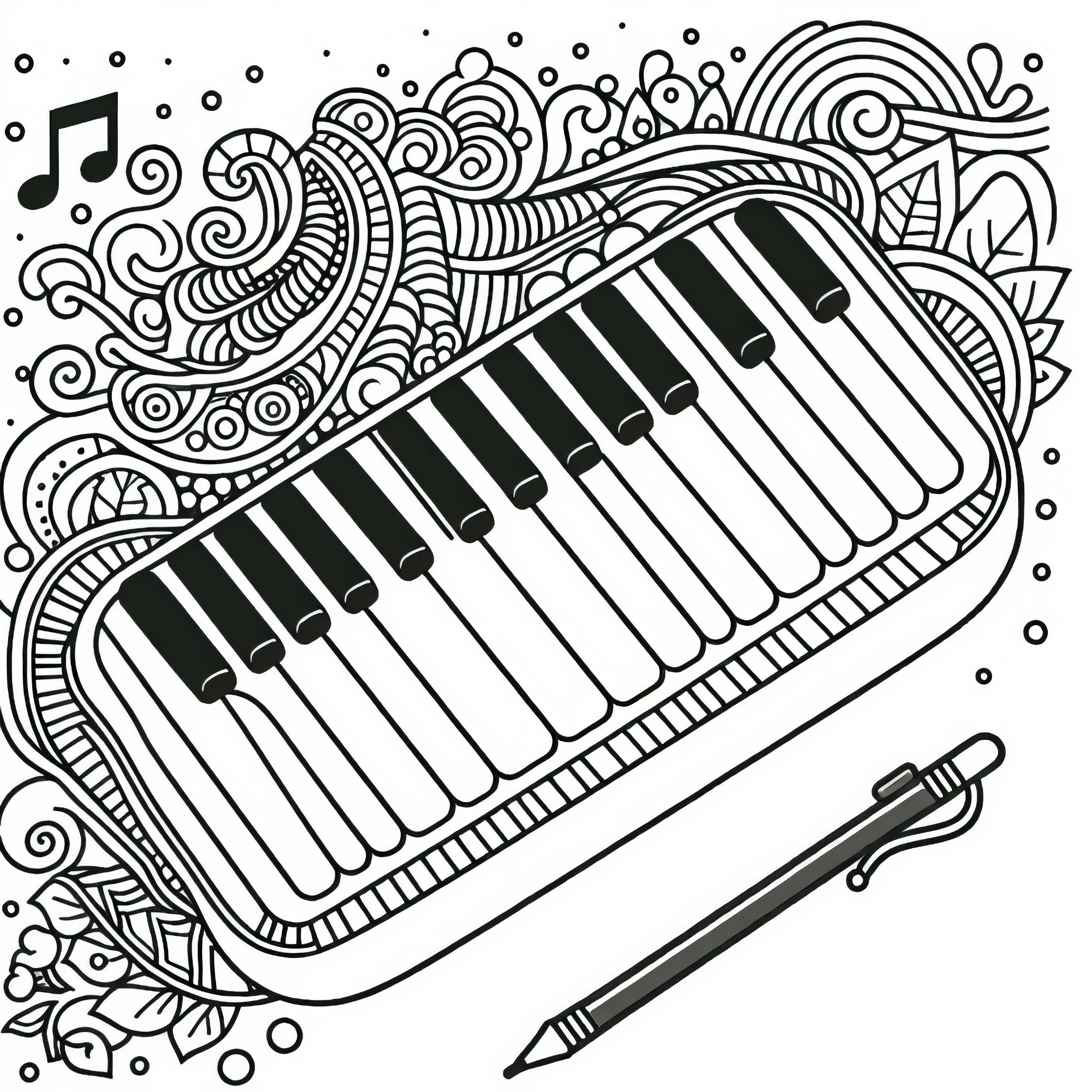 Melodica coloring template for a keyboard instrument Free