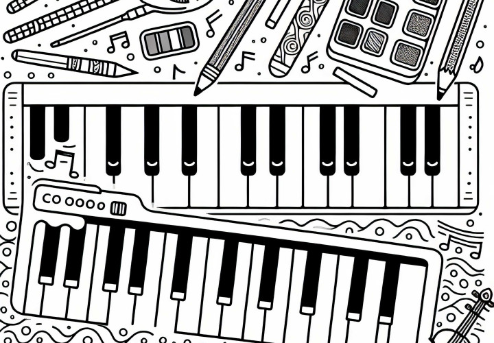 Coloring page synthesizer - free keyboard instrument