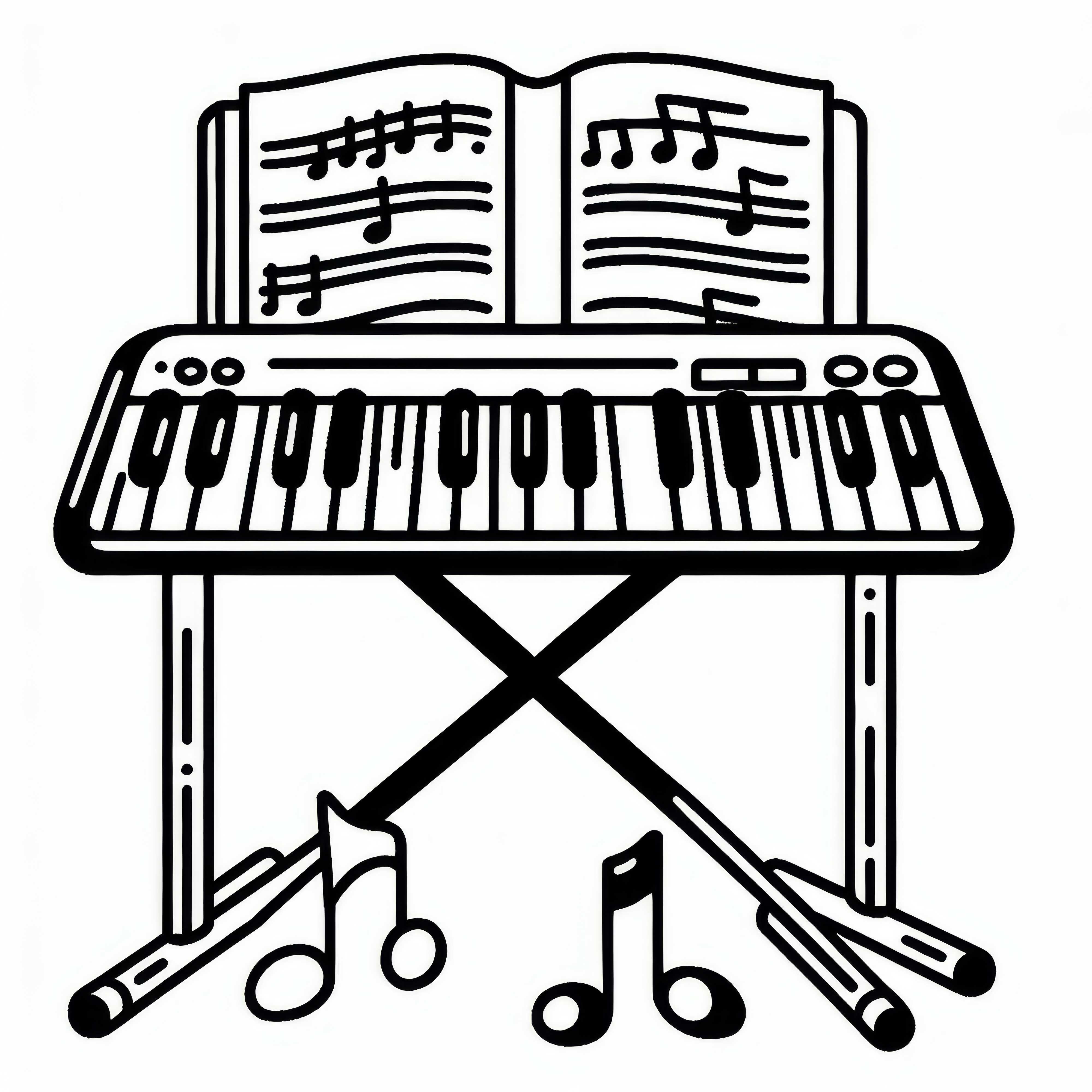 Coloring page of a music stand for accessories of keyboard instruments Free