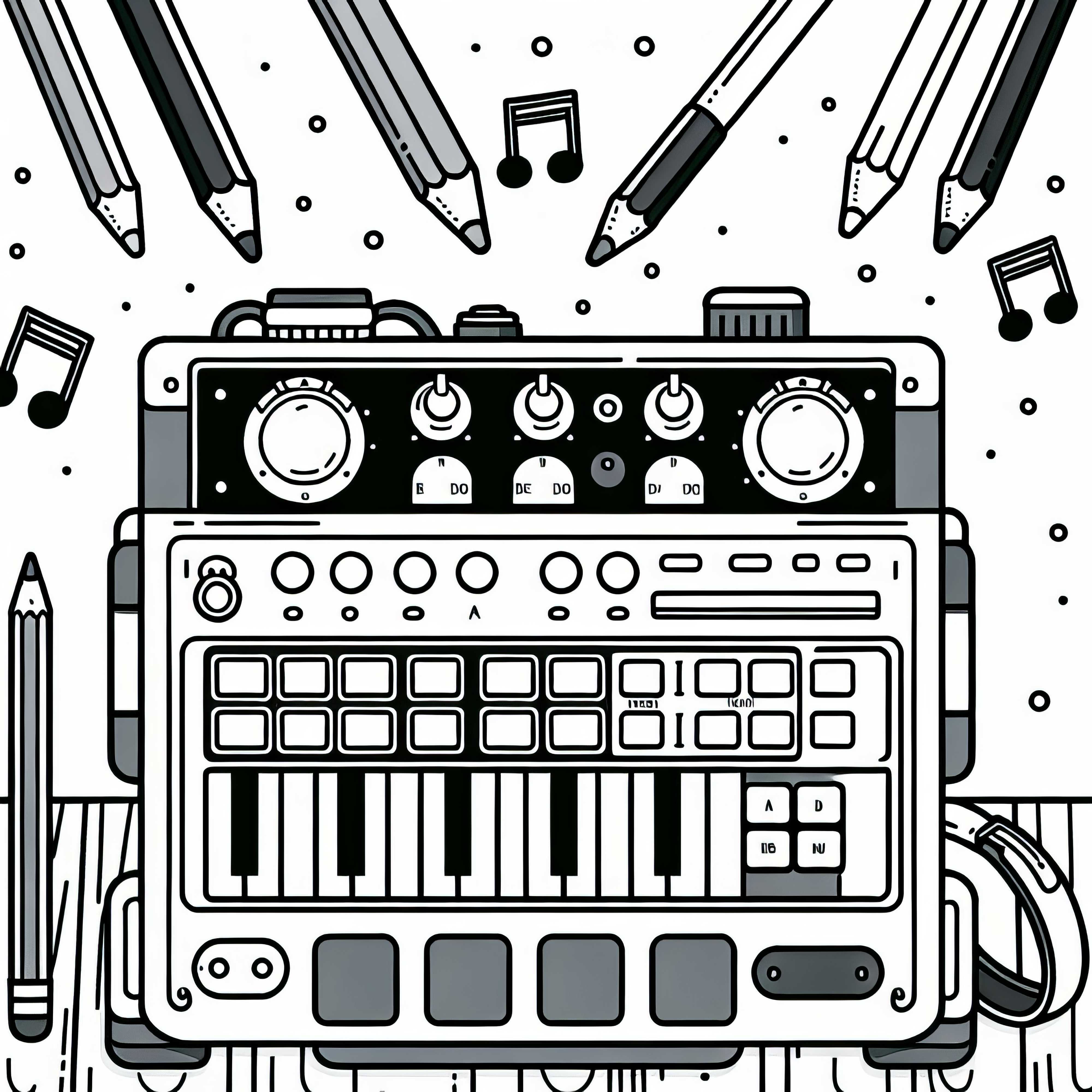 Drum machine coloring template - Electronic instrument free