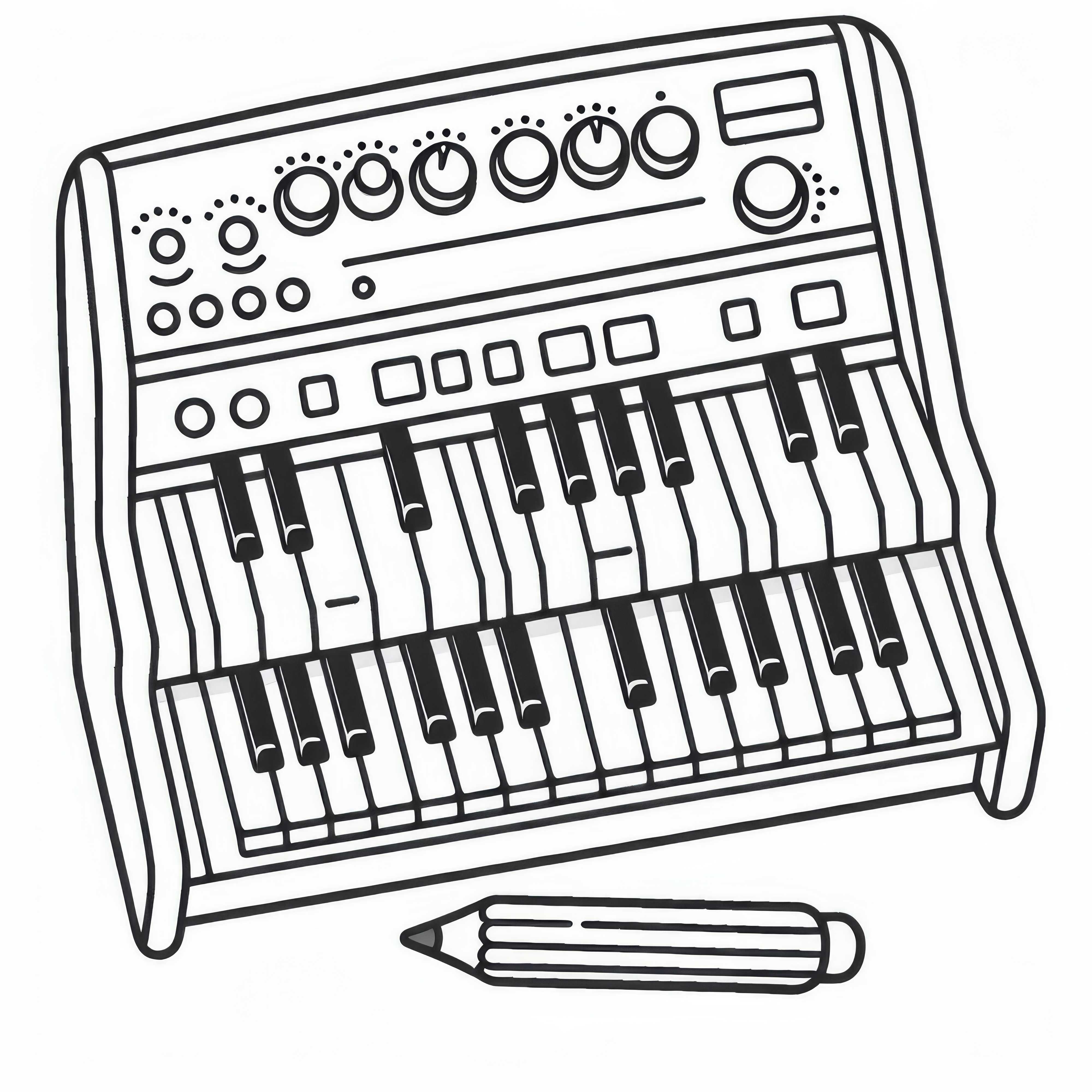 Electronic Organ Coloring Page - Download Electronic Instrument for Free