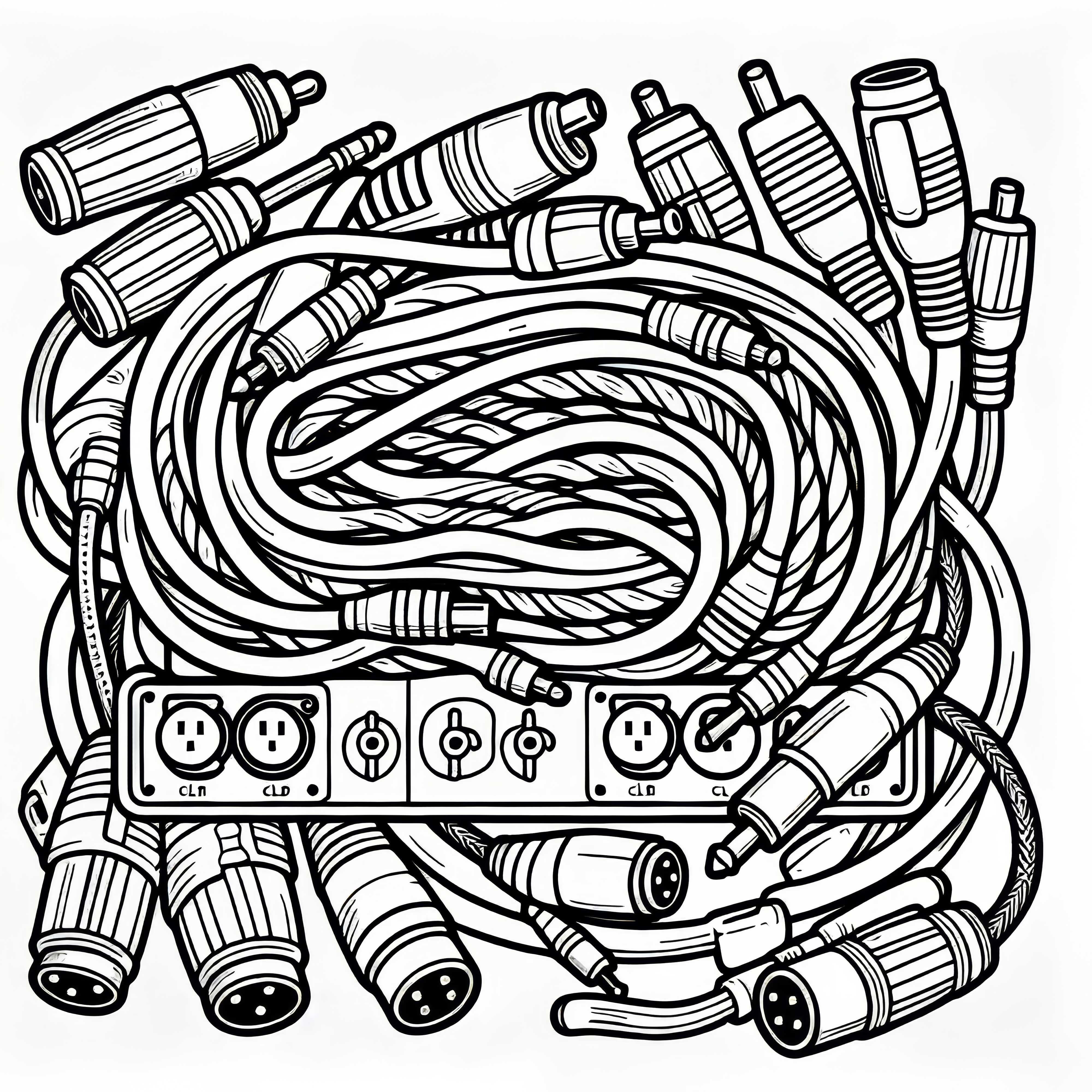 Disegno da colorare di cavi XLR per accessori di strumenti elettronici ...