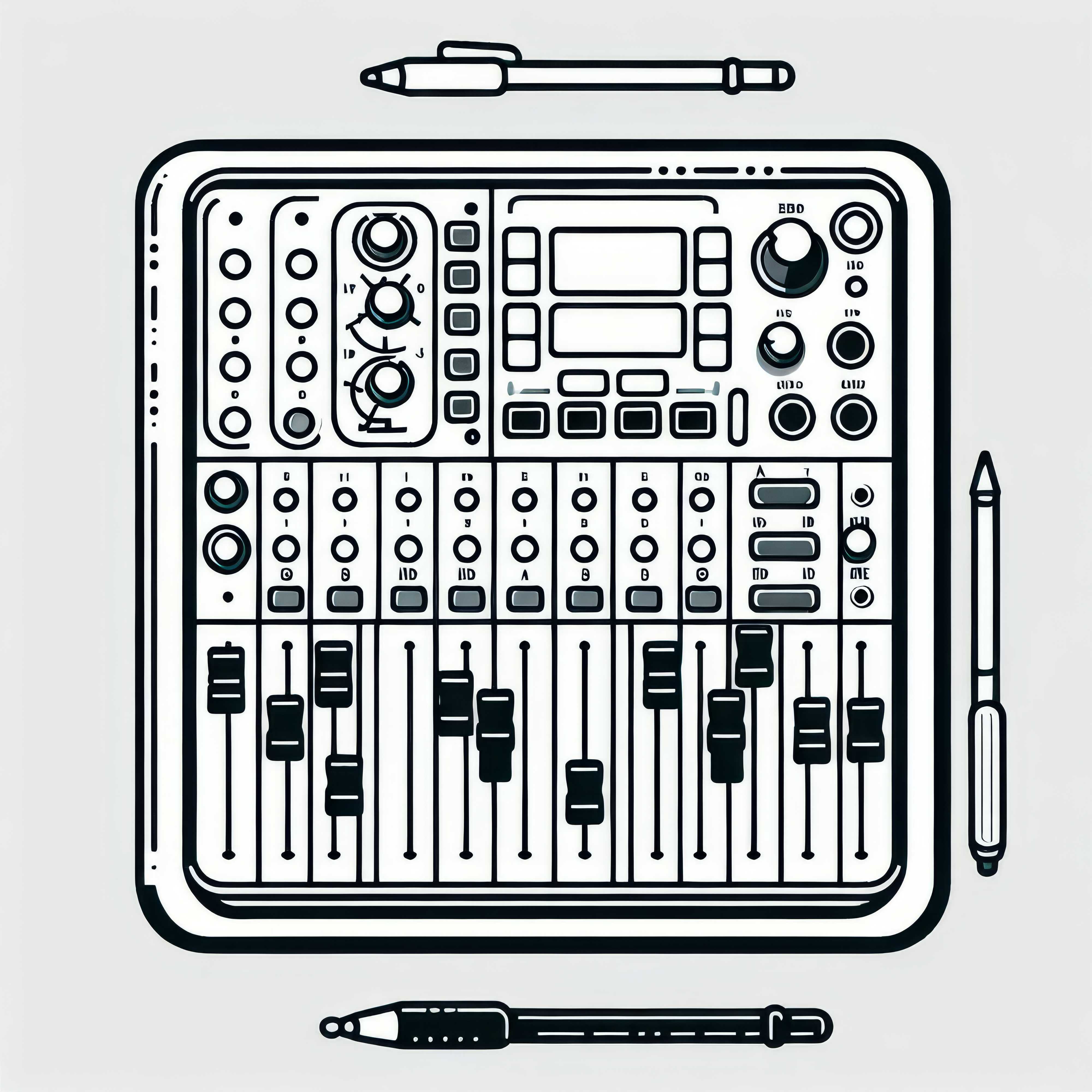 Immagine da colorare del mixer per accessori di strumenti elettronici ...