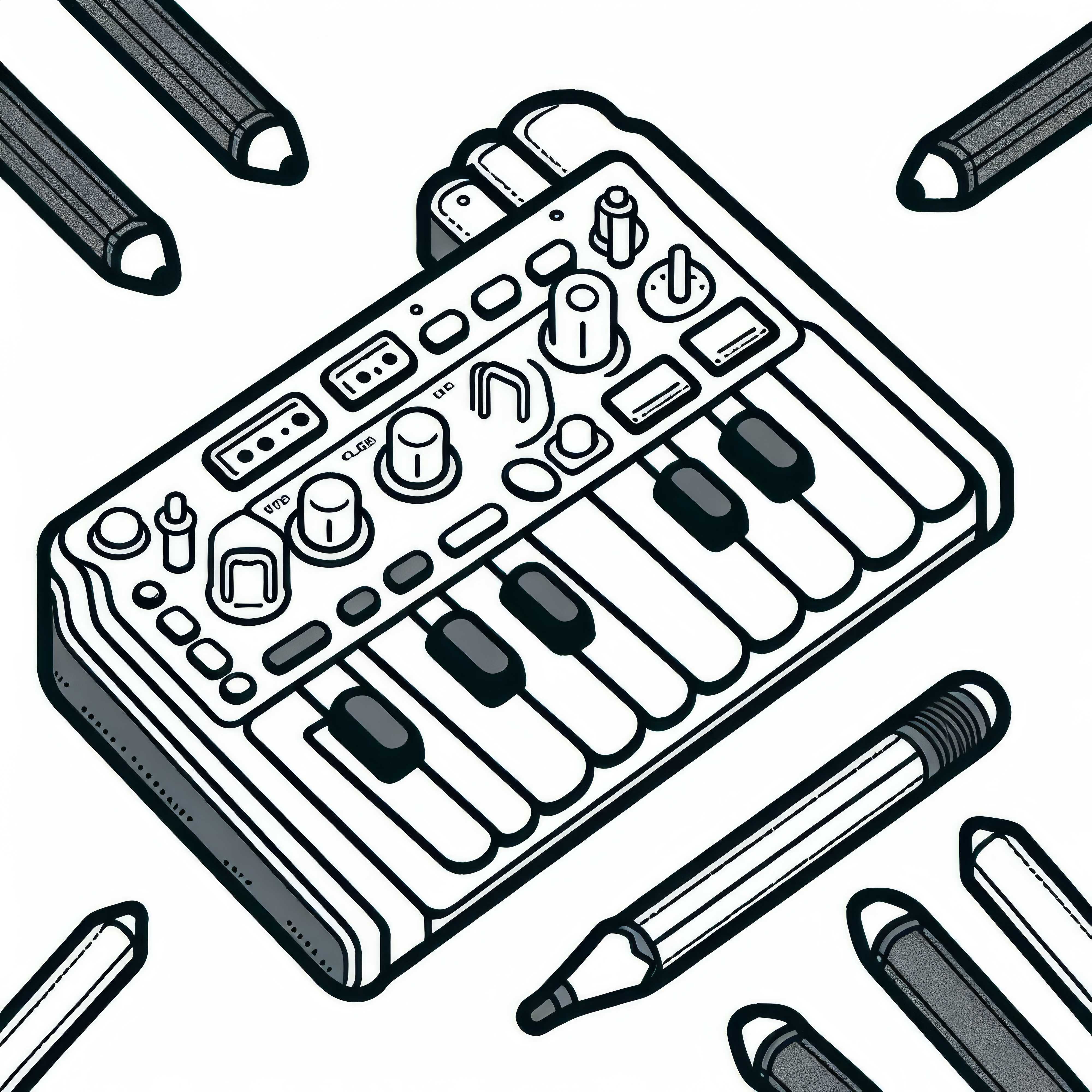 Modello da colorare per controller MIDI per accessori di strumenti ...