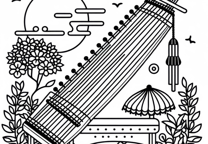 Coloring page of a traditional instrument - free to download