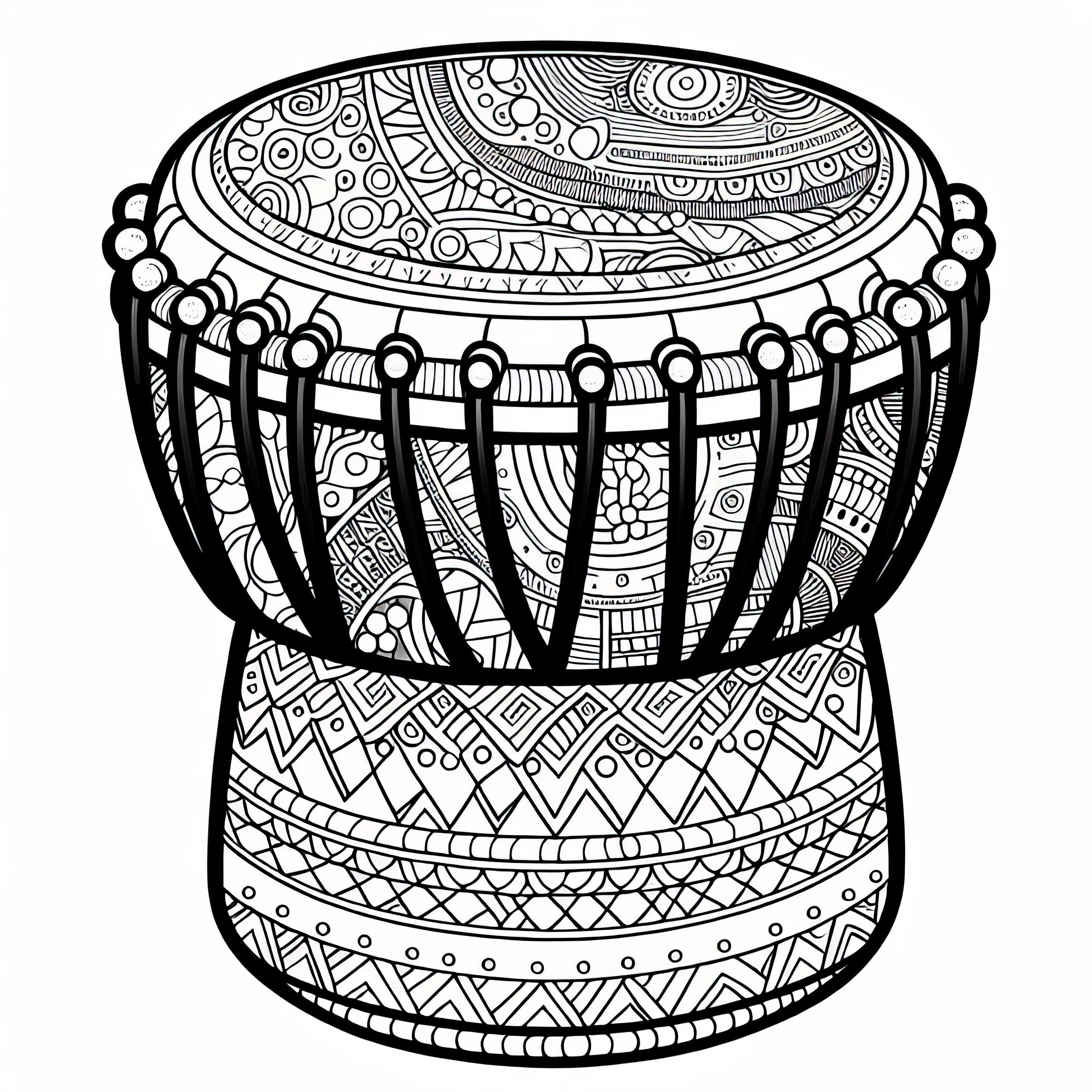 Djembe Coloring Page - Traditional Instrument to Color