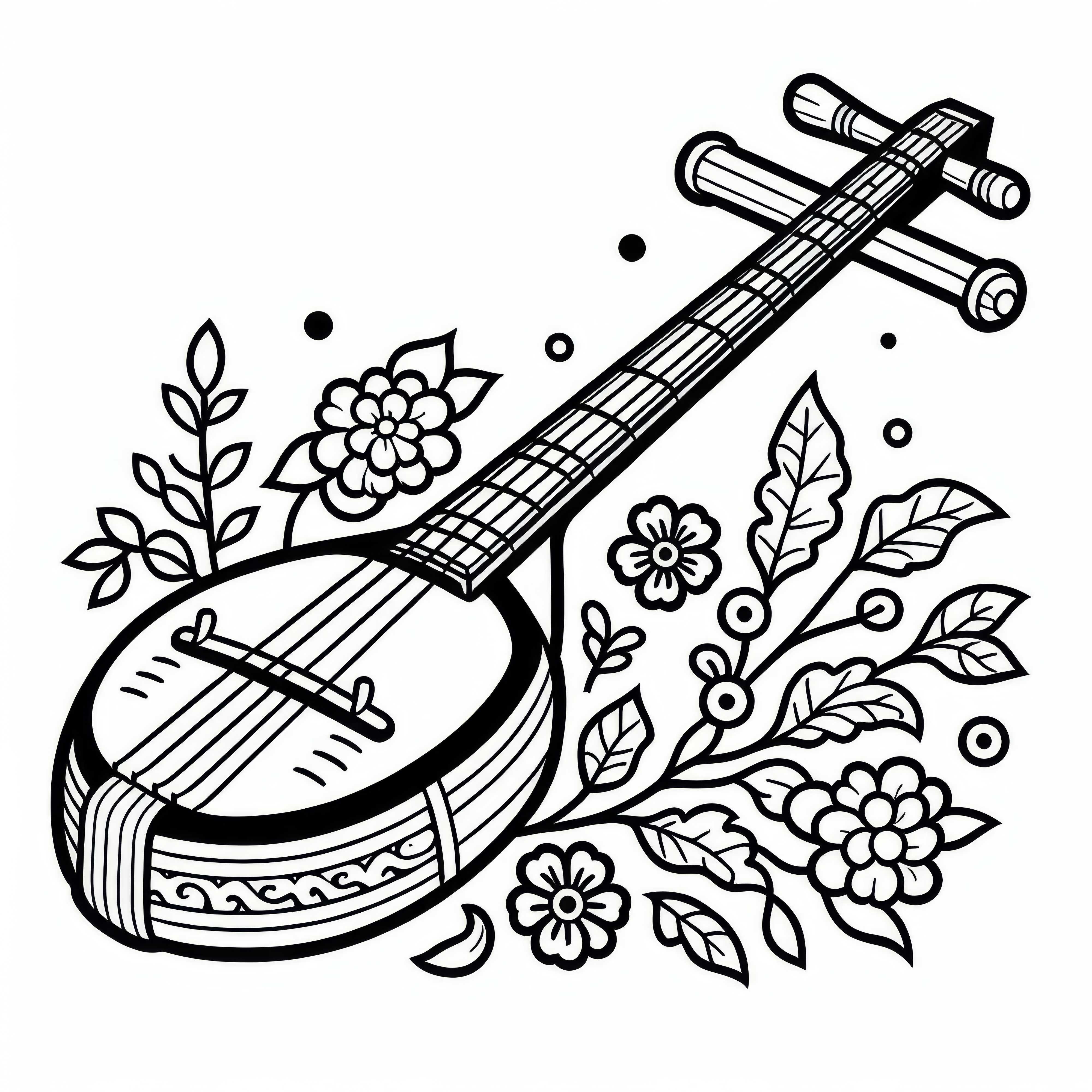 Shamisen Coloring Page: Traditional Instrument Free