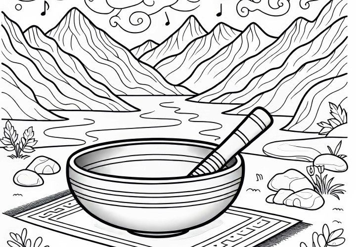 Coloring page of an ocean drum – Free musical instrument template