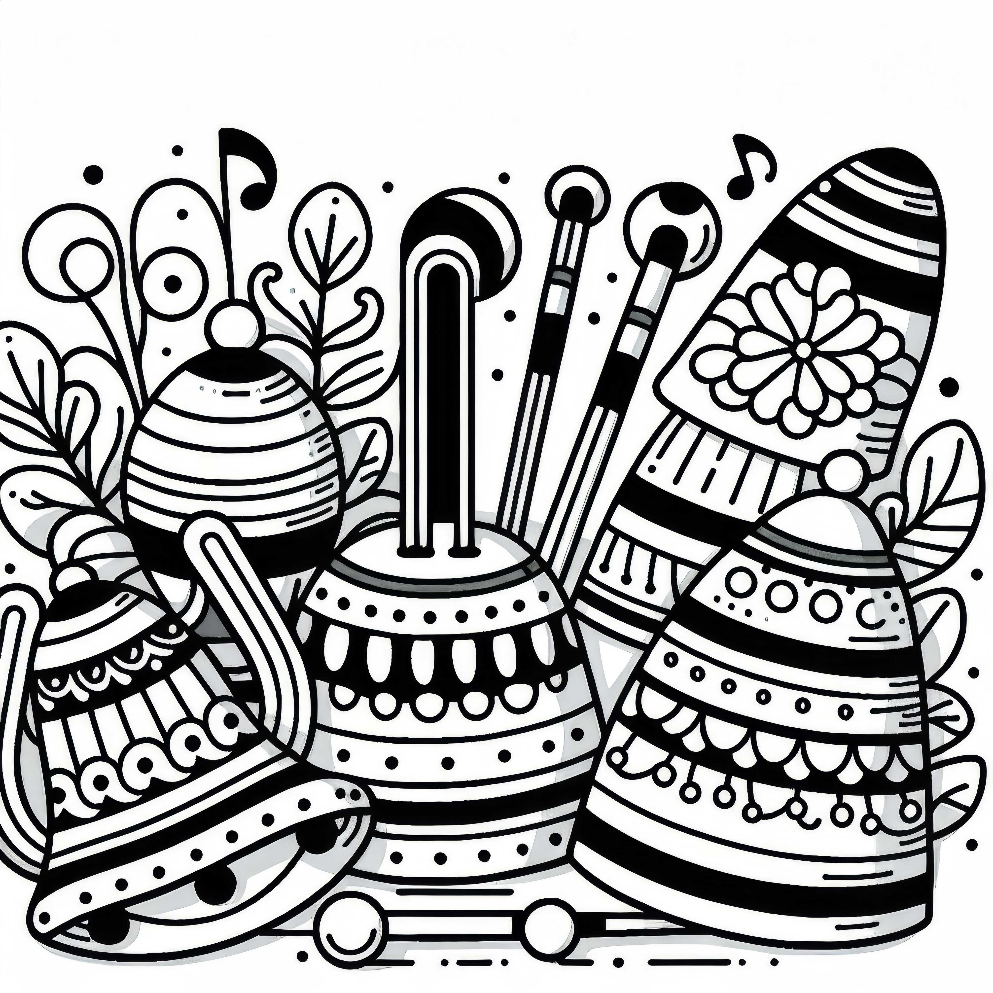 Free download of bell coloring page for musical instruments