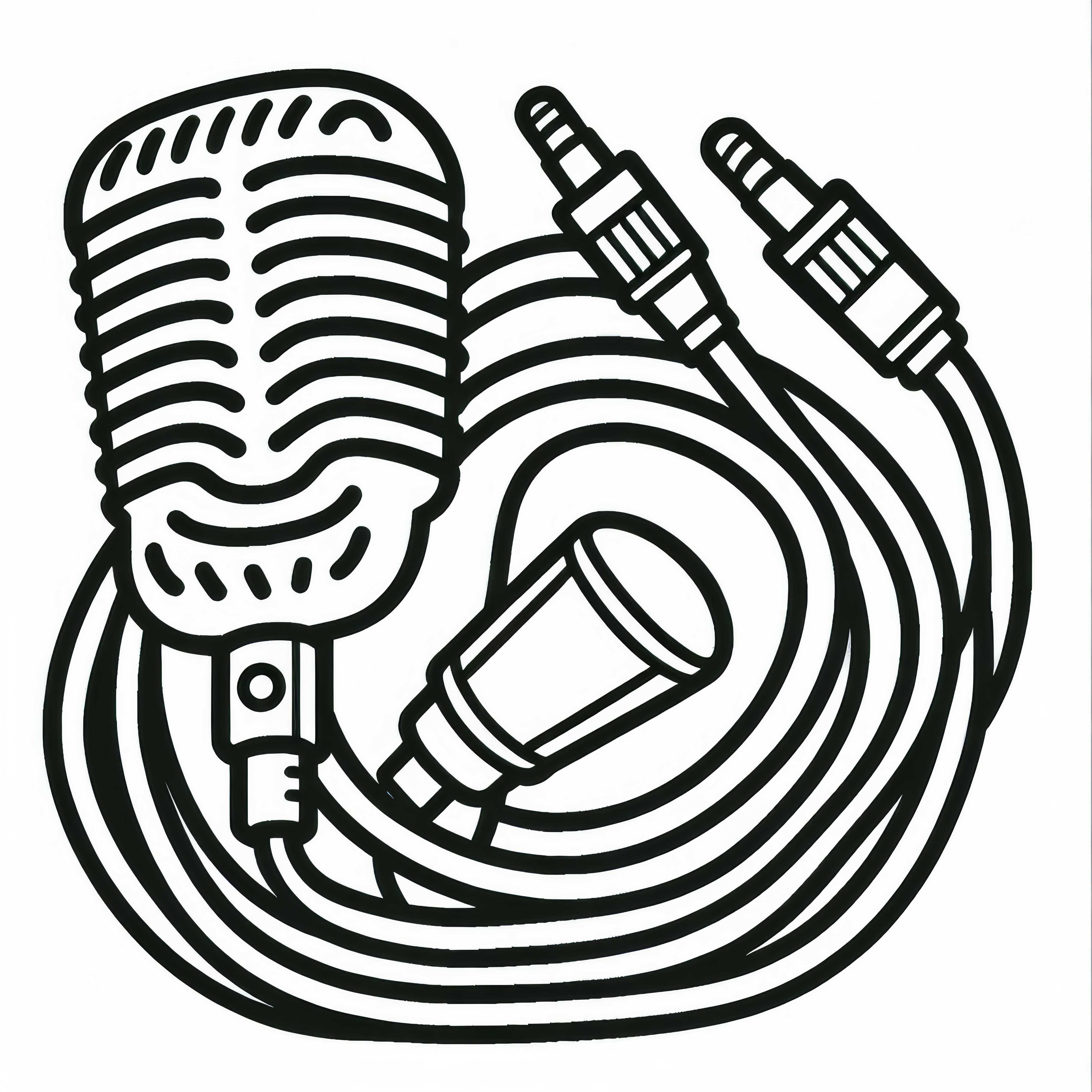 Microphone cable coloring page for musical instruments – Free download
