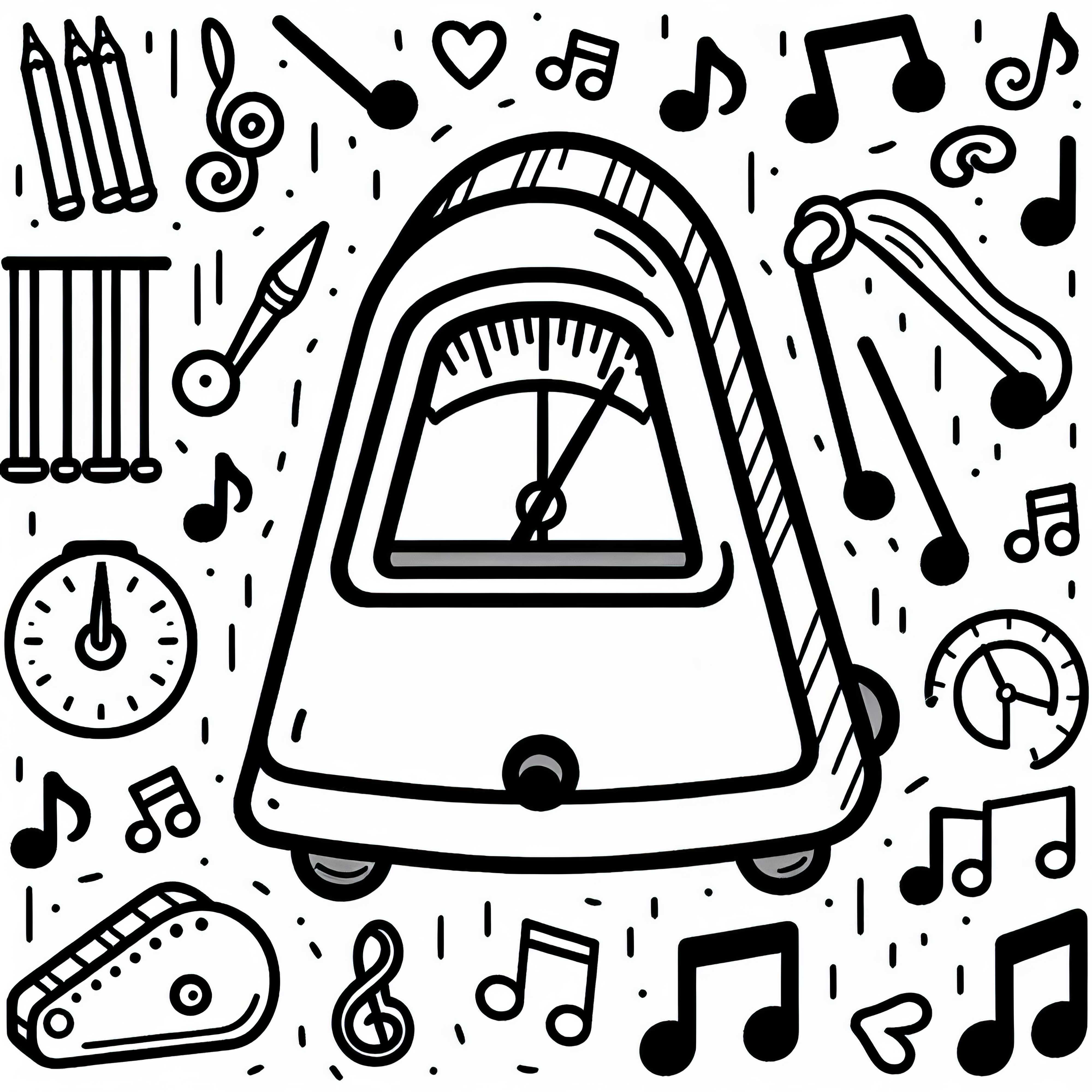 Metronome Coloring Page Accessories Musical Instrument Free