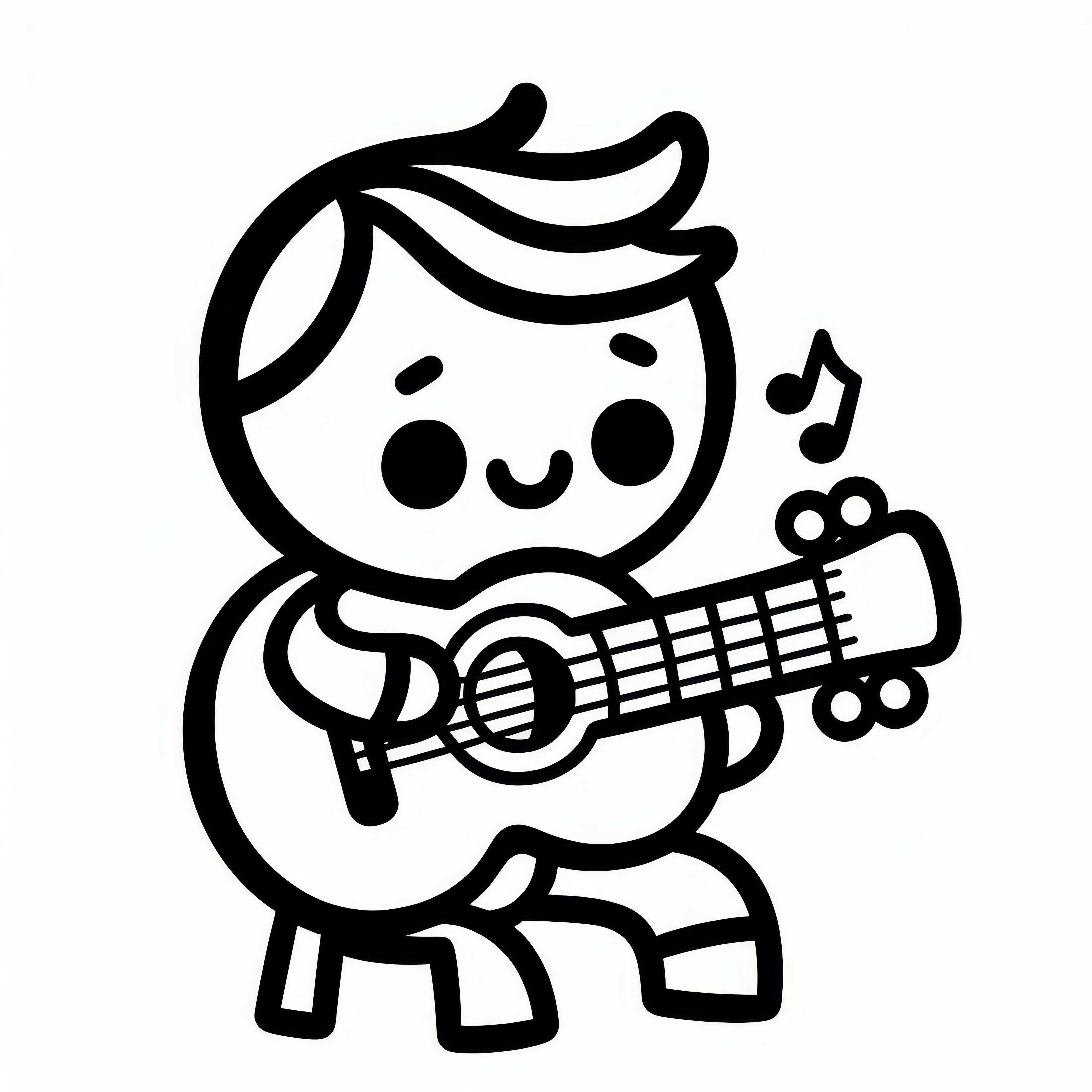 Boy playing guitar - Simple coloring page free