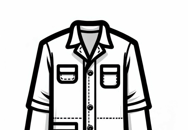 Free coloring template for work coats: coloring page for clothing