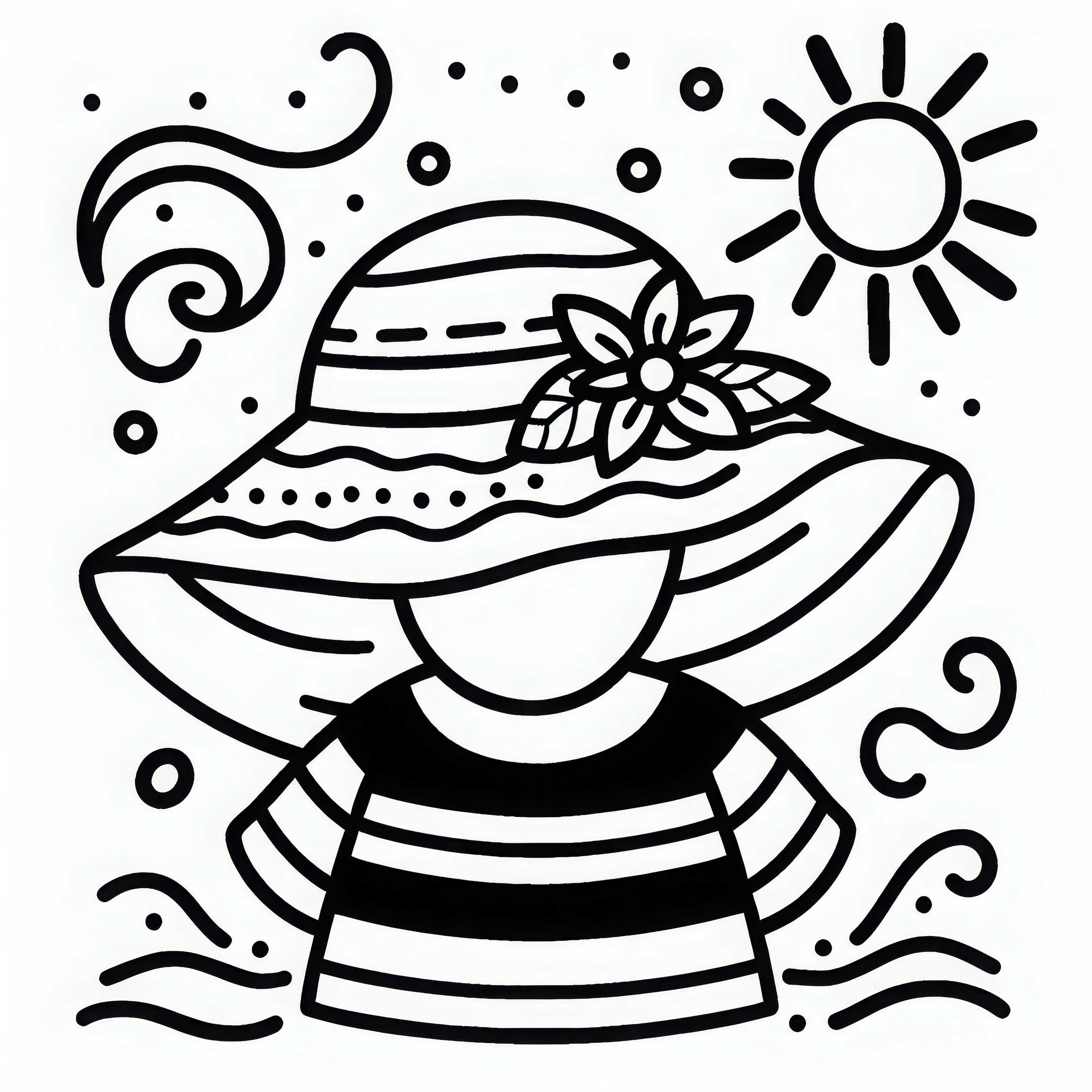 Sun Hat Coloring Page - Free Image to Color and Download