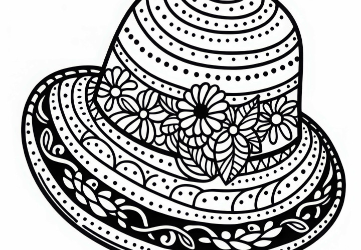 Sun Hat Coloring Page - Free Image to Color and Download