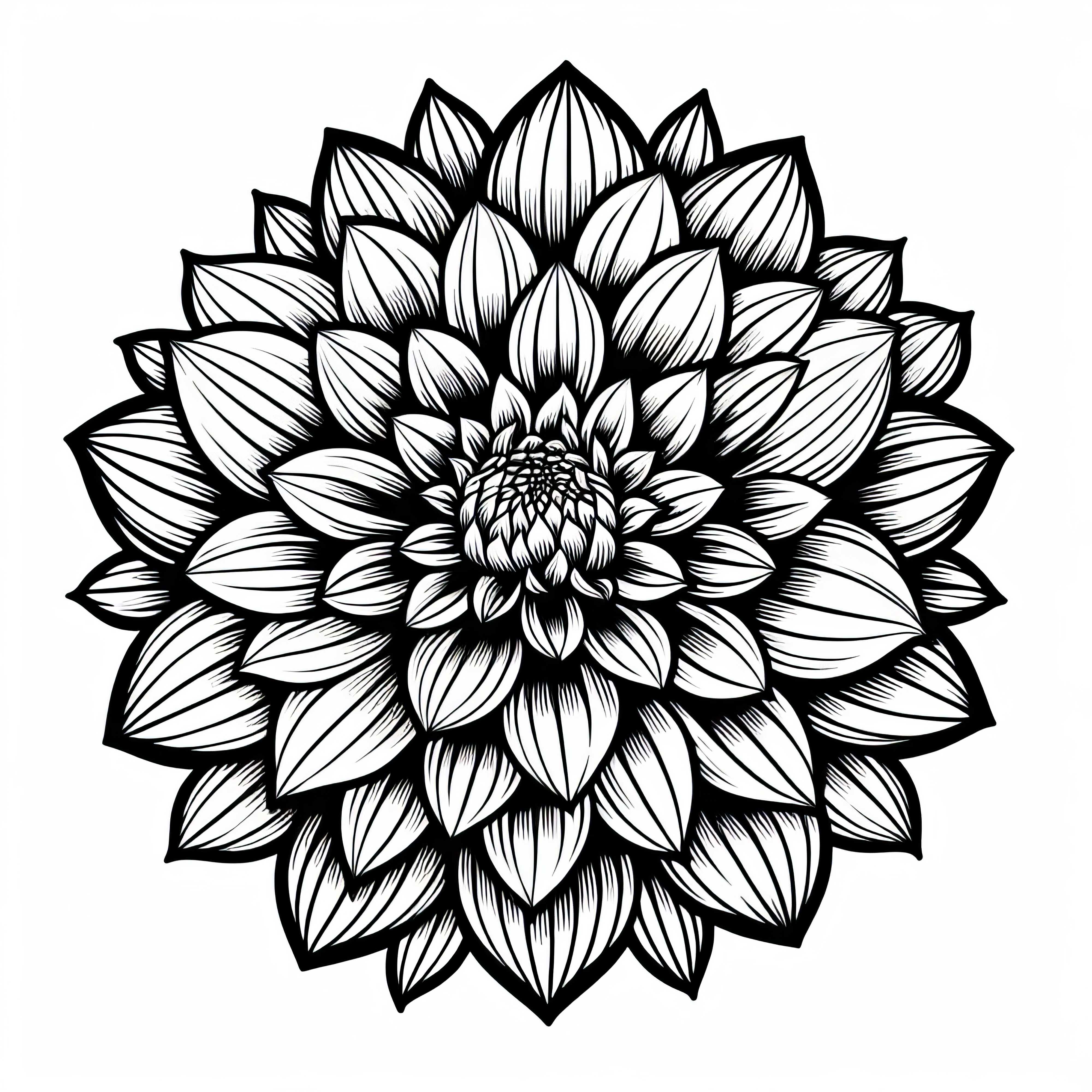 Bellissima pagina da colorare con Dahlie per fiori estivi – Gratuita