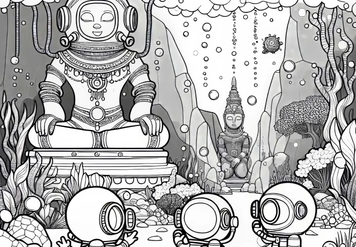 Underwater city: free coloring pages