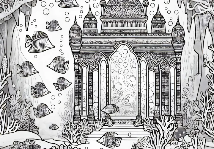 Underwater city: free coloring pages