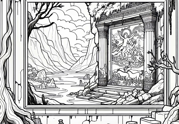 Tote Landschaft Kinder Wandern Durch Stilles Tal Ausmalbild Kostenlos