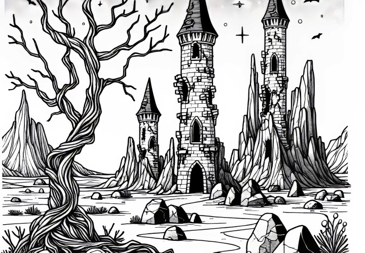 Tote Landschaft Kinder Wandern Durch Stilles Tal Ausmalbild Kostenlos