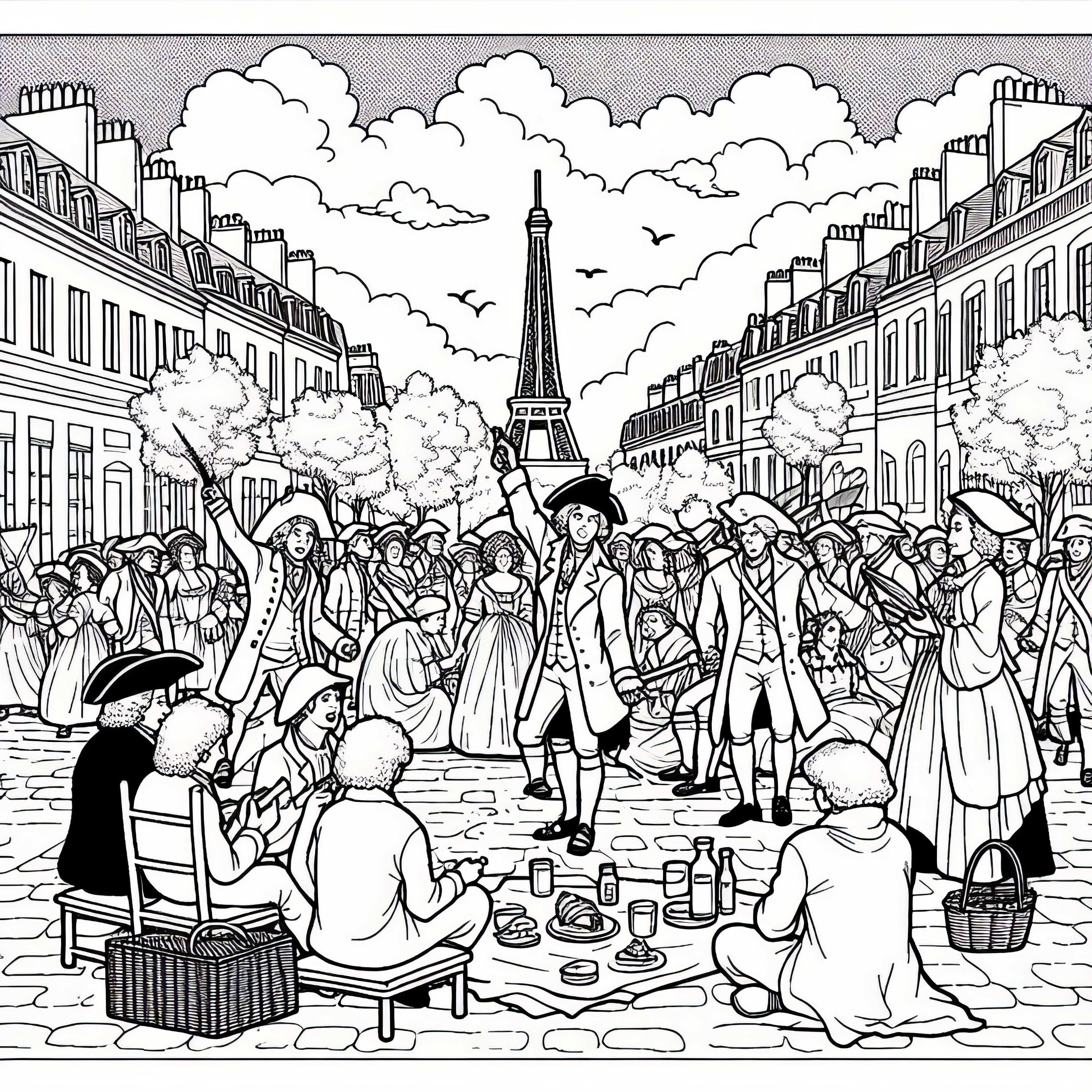 Piknik setelah Badai Bastille - Gambar untuk diwarnai tentang Revolusi ...