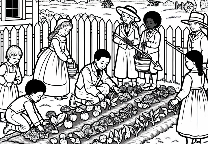 Coloring page for kids: Grinding child in the colonial era – Download ...