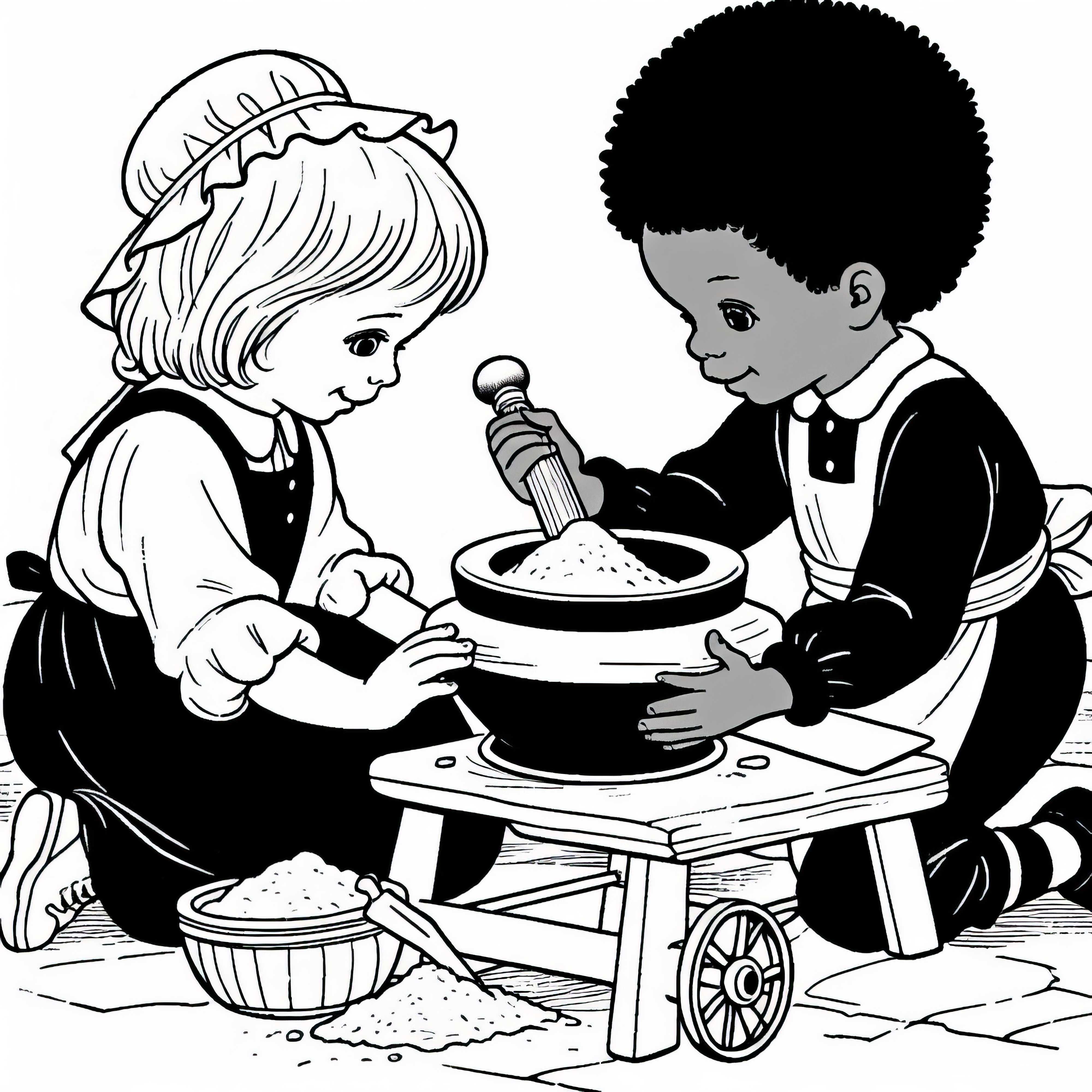 Coloring page for kids: Grinding child in the colonial era – Download ...