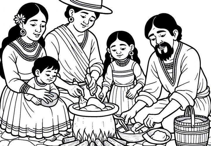 Children with corn husk - Coloring page Inca download for free