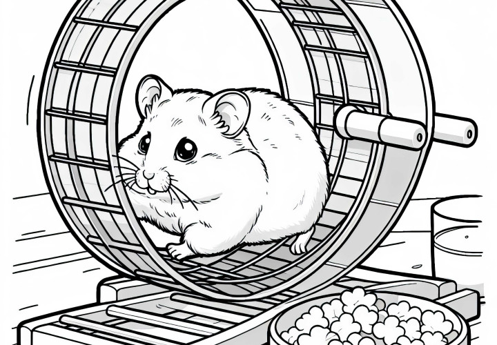 Hamster na roda – Modelo de pintura grátis para download
