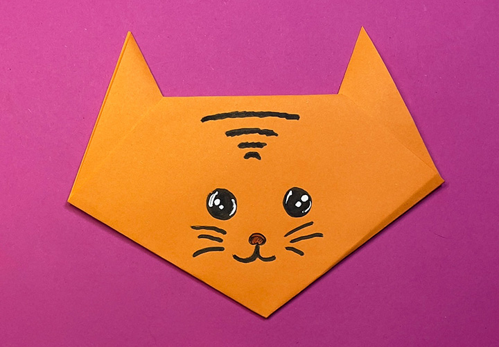 Gato de origami sencillo: Instrucciones con fotos y video para niños