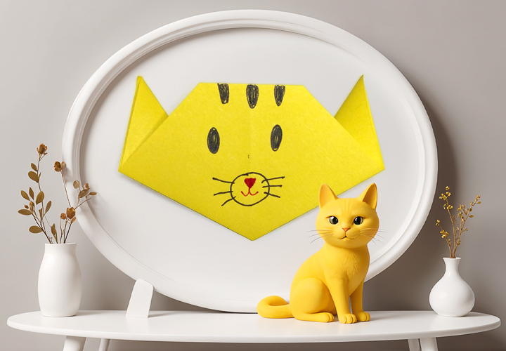 Origami kucing - panduan mudah untuk anak-anak mulai dari usia 3 tahun