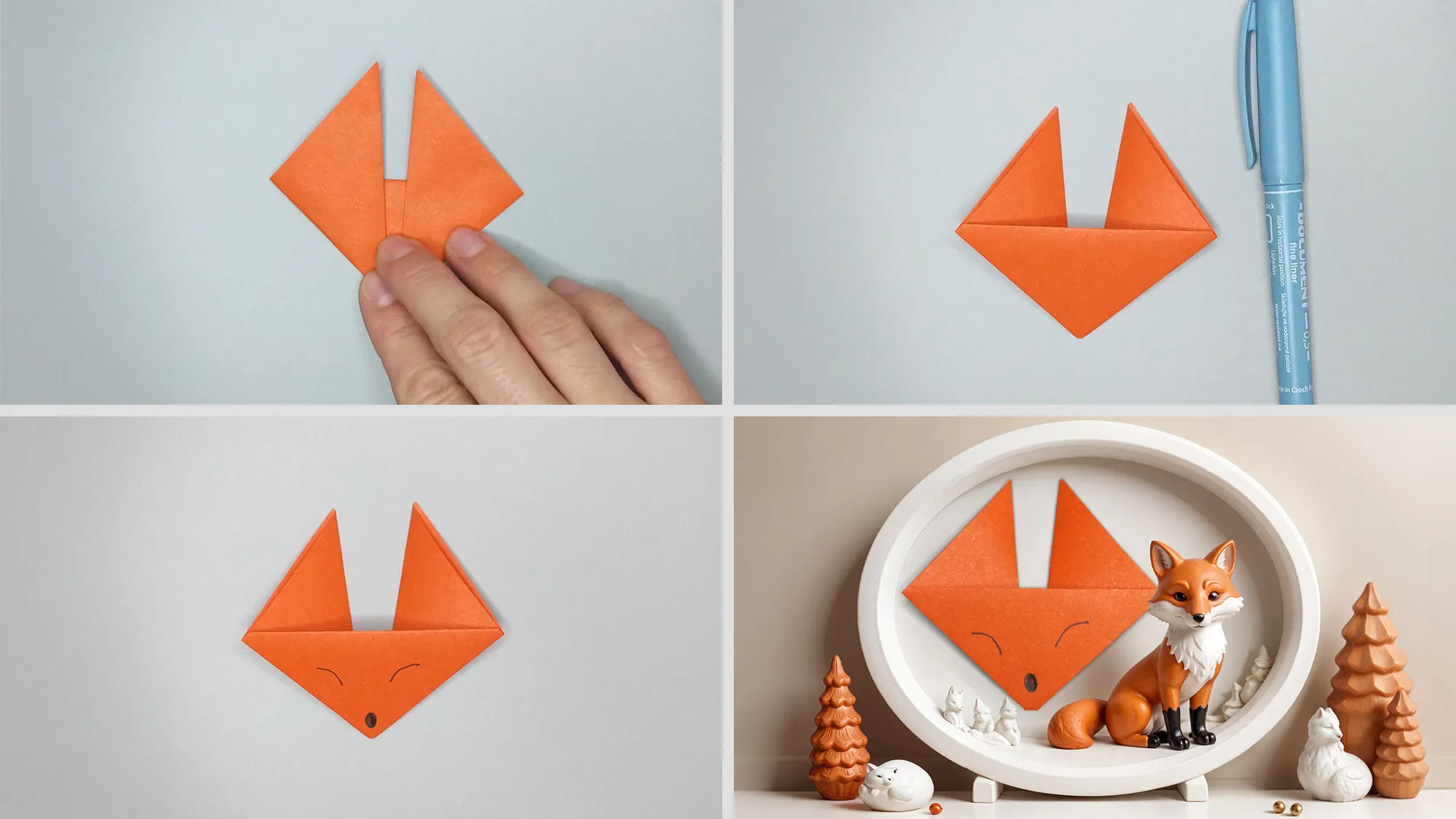 Falte einen Fuchs aus Papier - Origami für Kinder ab 3 Jahren