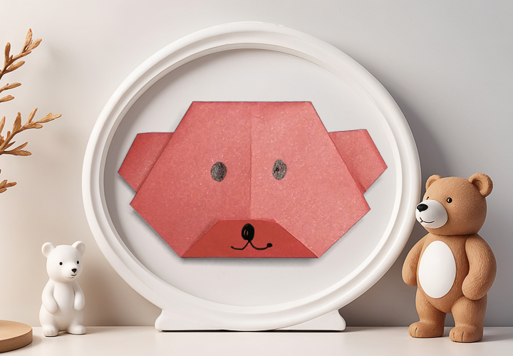 Beer van papier om te vouwen - eenvoudig origami voor kinderen vanaf 3 jaar