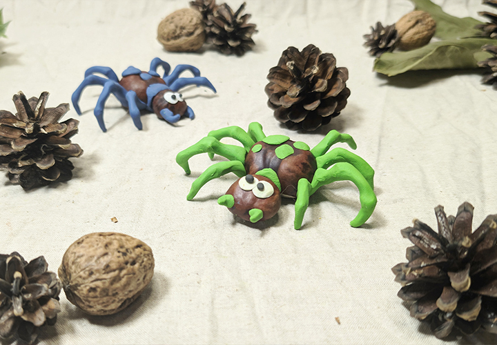 Chestnut spider: Easy autumn craft for toddlers