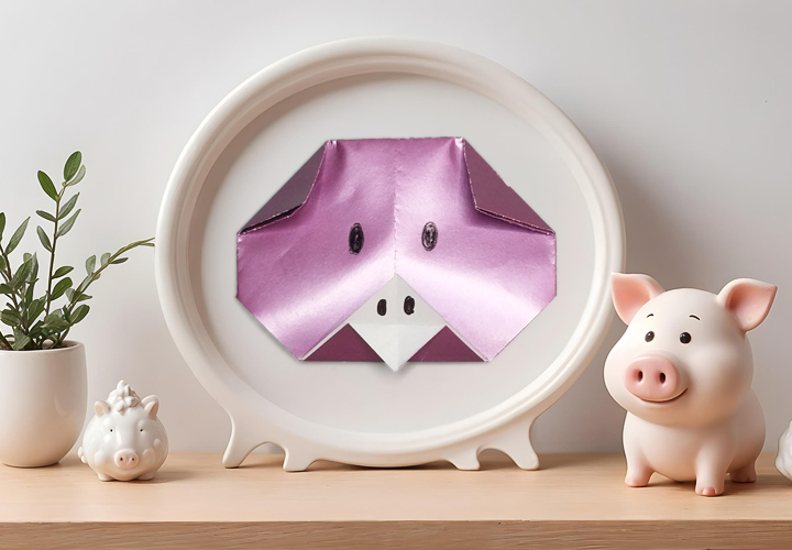 Cerditos para doblar - origami fácil para niños a partir de 3 años