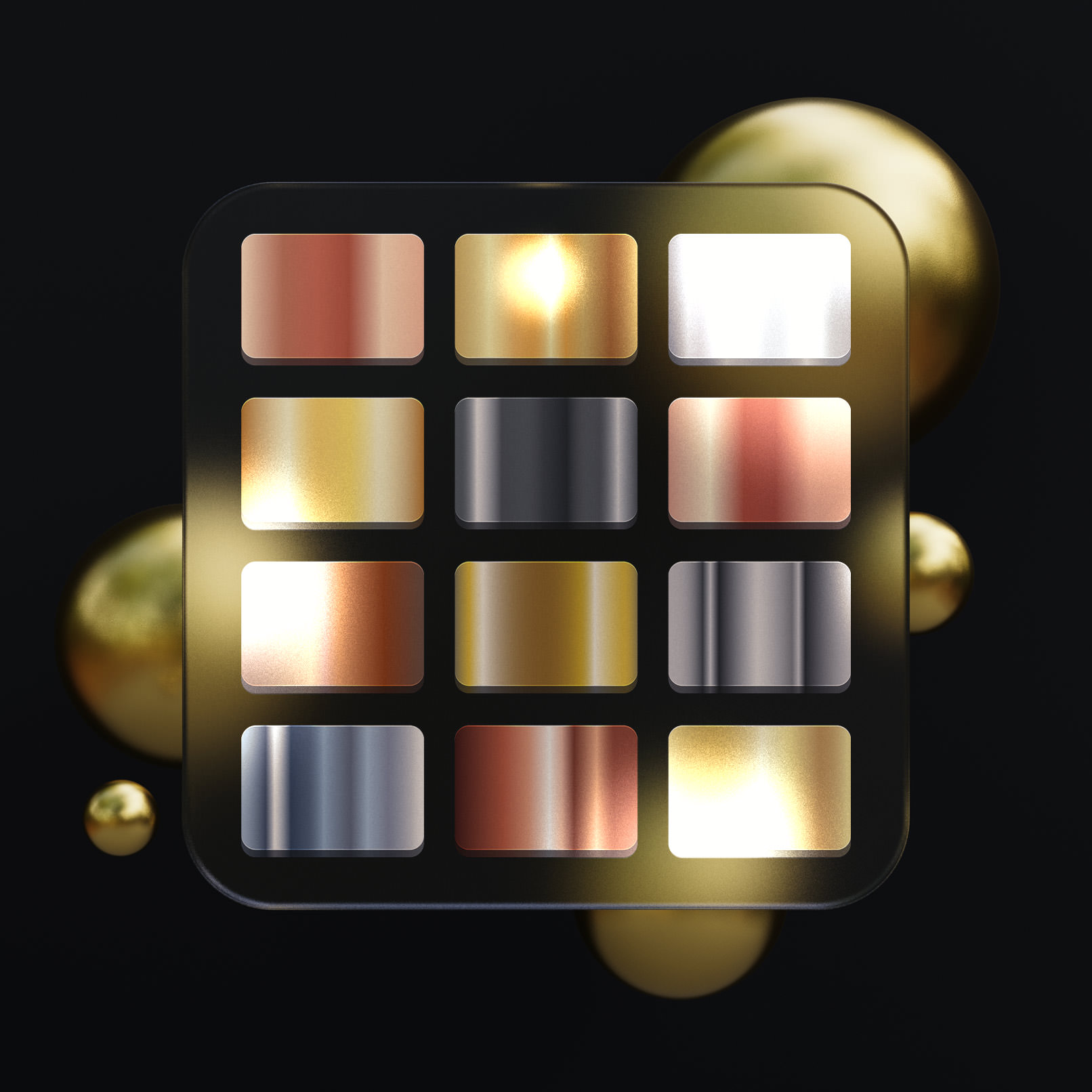 Farbverlauf Gold, Silber für Illustrator, Affinity Photo
