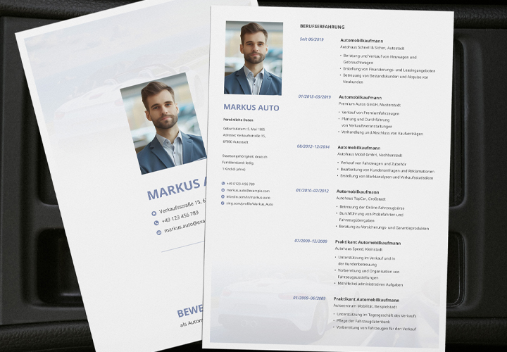 Application template for automotive salesman, saleswoman
